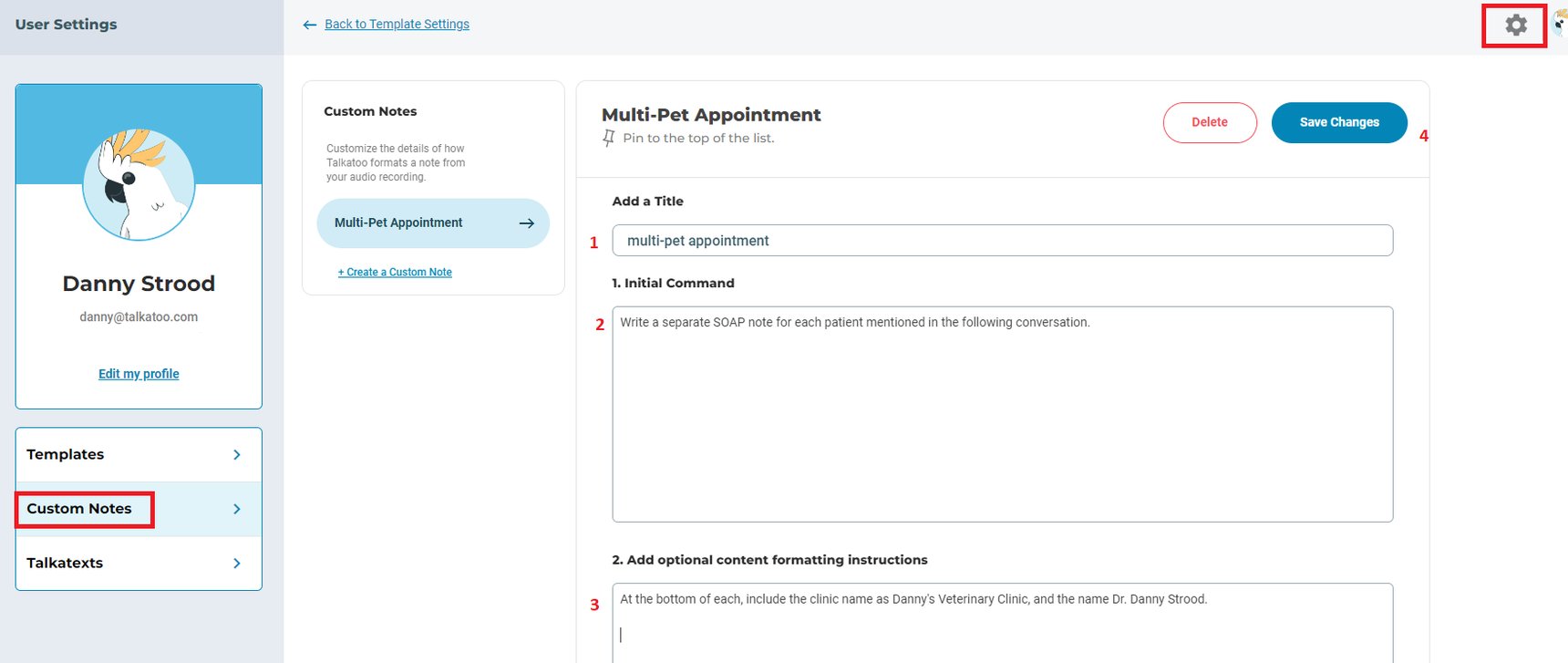 Creating Custom Notes