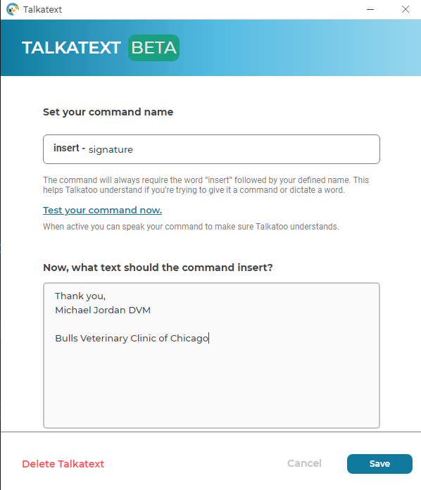 Can I create text macros in Talkatoo?