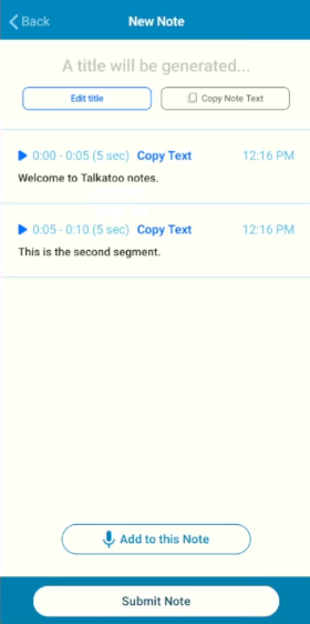 Talkatoo Notes